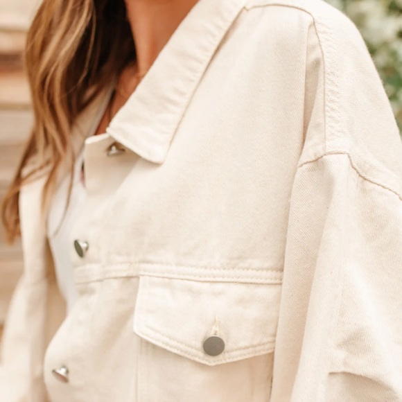 ANDREE BY UNIT | Jackets & Coats | Nwt Oversized Soft Cream Denim ...